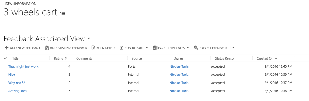 How to collect feedback using the Feedback entity