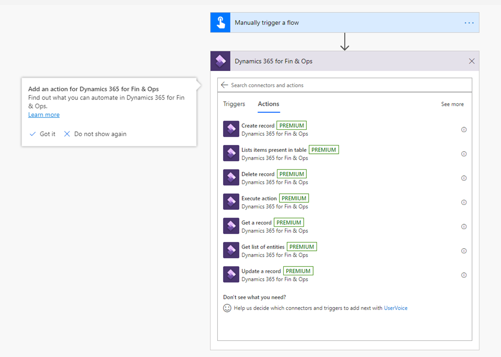 Retrieve ERP (FnO) schema using Flow
